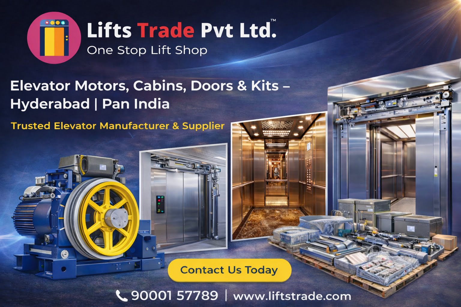 Elevator Motors, Cabins, Doors & Kits-Hyderabad-Pan India